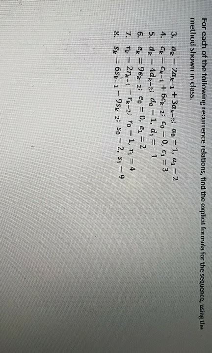 solved for each of the following recurrence relations find