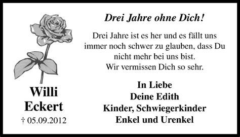 Traueranzeigen Von Willi Eckert Trauer In NRW De