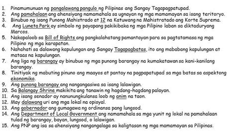 Tama O Mali Isulat Ang Tama Sa Patlang Kung Wasto Ang Pahayag At Kung