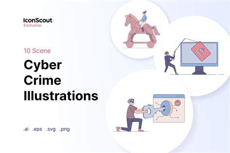 Cyber Crime Illustration Pack 10 Crime Security Illustrations SVG