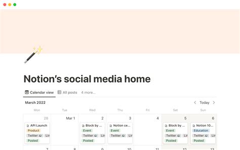 Notion Social Media Calendar Template