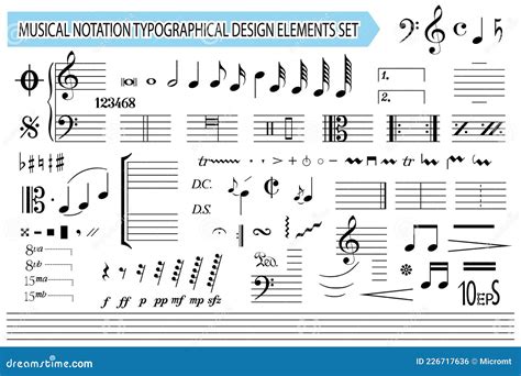 Musical Notation Notes Music Symbols And Signs Set Templates Black