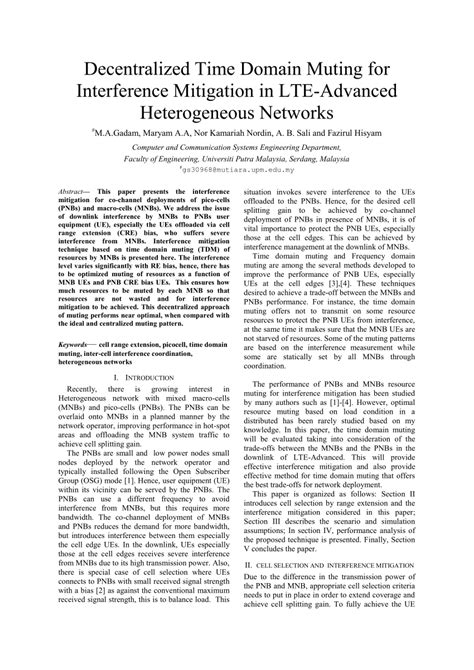 pdf decentralized time domain muting for interference mitigation in lte advanced heterogeneous