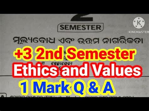 3 2nd Semester Ethics And Values 1 Mark Q A Plusthree