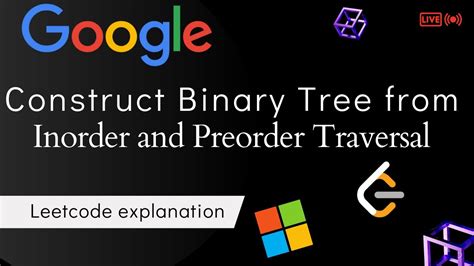 construct binary tree from preorder and inorder traversal leetcode youtube