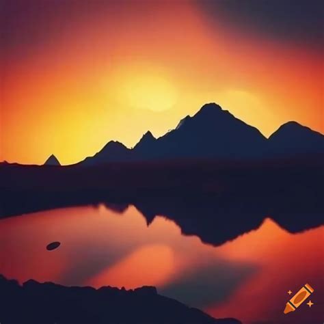 Sunset Over Snowy Mountain Landscape On Craiyon