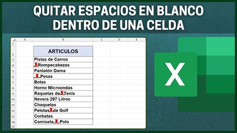 QUITAR ESPACIOS En BLANCO Dentro De Una CELDA En EXCEL YouTube