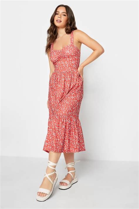 PixieGirl Red Ditsy Floral Print Midi Dress PixieGirl