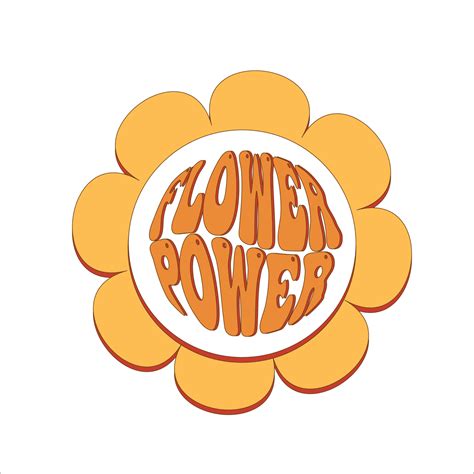 Poder Da Flor Slogan Hippie Retr Colorido Texto E Elementos Modernos