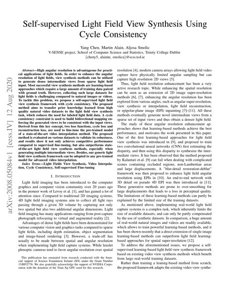 pdf self supervised light field view synthesis using cycle consistency