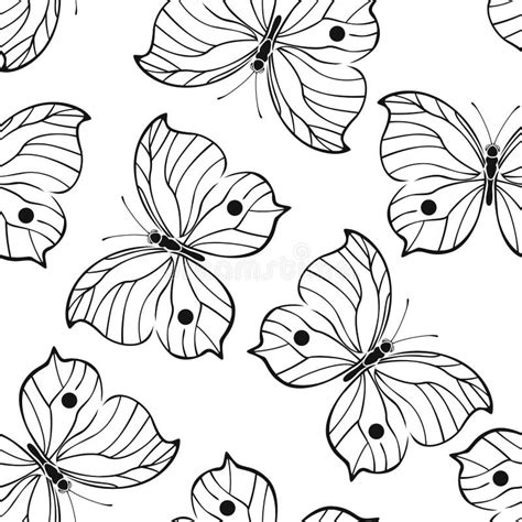 Siluetas Negras De Hermosas Mariposas Sobre Fondo Blanco Patrón Sin