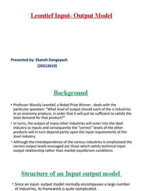 leontief input output model pdf output economics demand