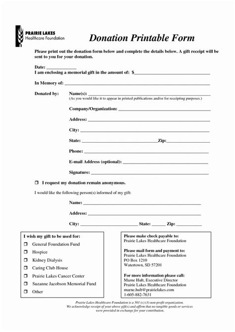 Printable Salvation Army Donation Receipt