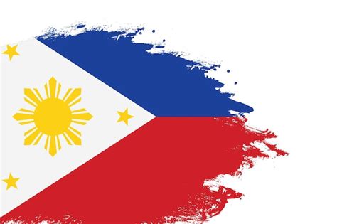 Premium Photo Philippines Flag On A Stained Stroke Brush Painted