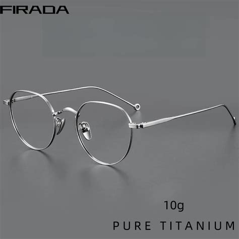 Firada Mode Bequeme Brillen Retro Runde Reine Titan Brillen Luxus