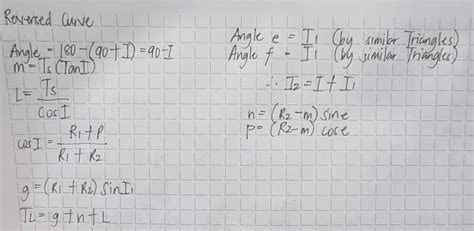 [solved] enumerate the formulas used in the analysis of reverse curve solve course hero