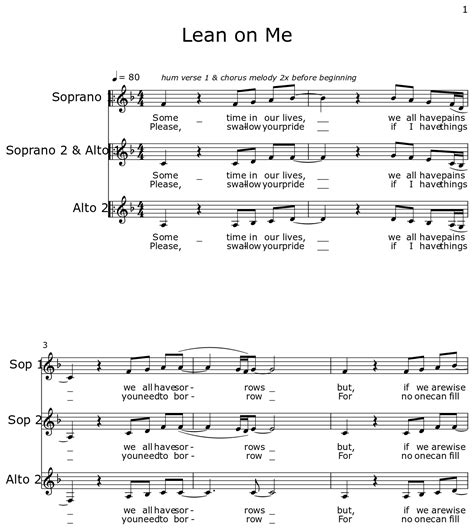 Lean On Me Sheet Music For Choir Tenor