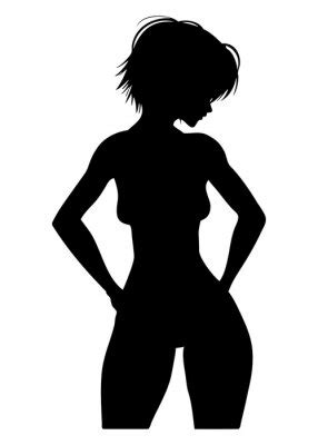 Silueta Aislada De Mujer Desnuda Acostada Con Rodilla Levantada