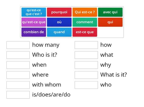 Les Mots Interrogatifs Match Up