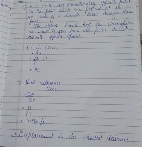 An Object Moves Along A Circular Path Of Diameter 14cm With Constant