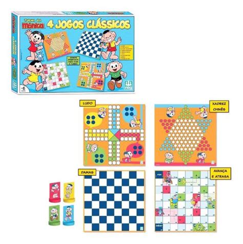 Jogo Infantil De Tabuleiro 4 Em 1 Turma Da Mônica NIG BRINQUEDOS