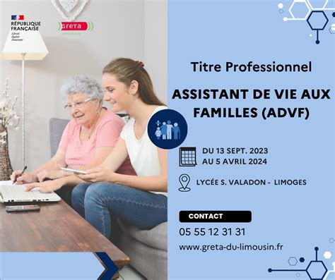 Titre Professionnel Assistant De Vie Aux Familles Advf Limoges