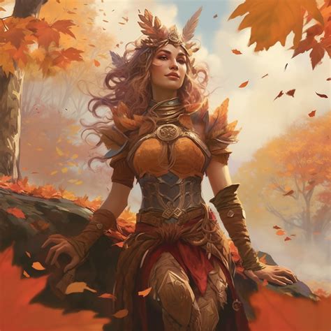 Eladrin In Autumn In The Feywild MidJourney Autumn Eladrin Female