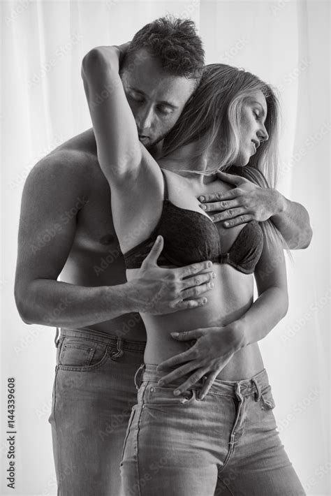 Man Touching His Woman S Breasts Stock Photo Adobe Stock