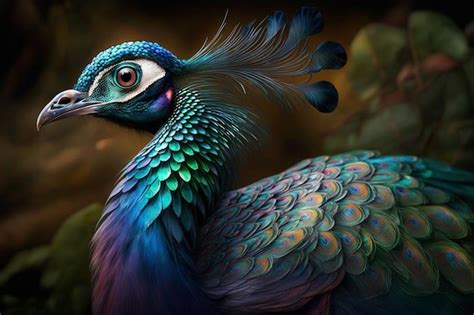 En esta ilustración se muestra un pavo real con plumas de colores