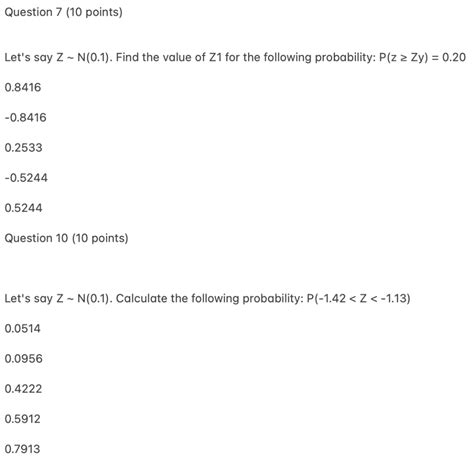 solved question 7 10 points let s say z ~ n 0 1 find the