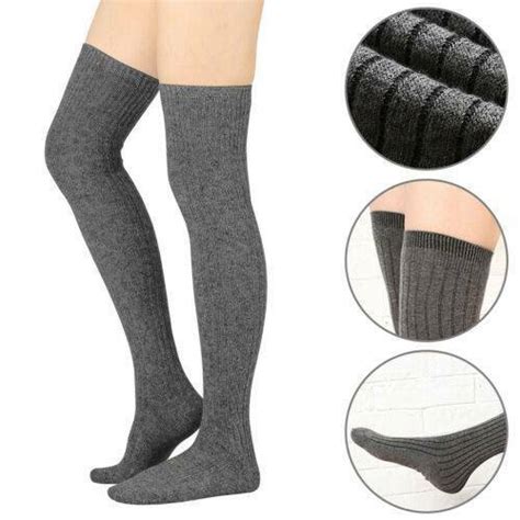 Women Soft Winter Warm Cable Knit Over Knee Long Boot Thigh High Socks Stocking Ebay