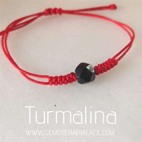 Pulsera hilo ROJO TURMALINA negra adaptable Gemoterapia Fácil