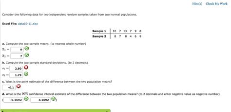 solved consider the following data for two independent