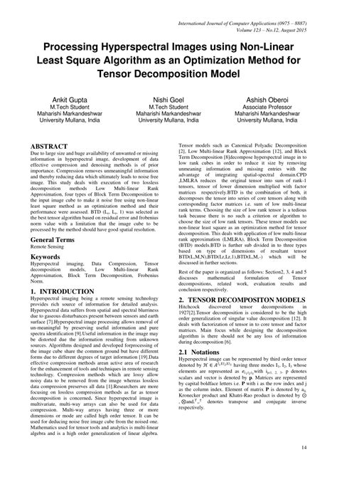 pdf processing hyperspectral images using non linear least square algorithm as an optimization