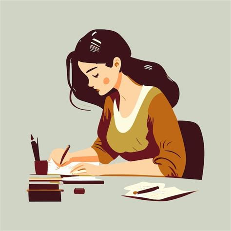 Vector ilustración plana diseño mujer escribiendo Vector Premium