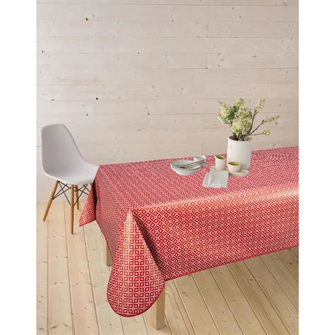 Toile cirée rectangulaire l 140 x L 200 cm pvc antitâche rouge Clara