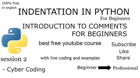 indentation and comments in python full course for beginners python syntax session 2