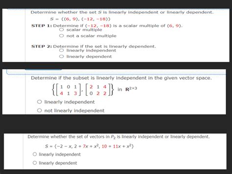 solved determine whether the set s is linearly independent