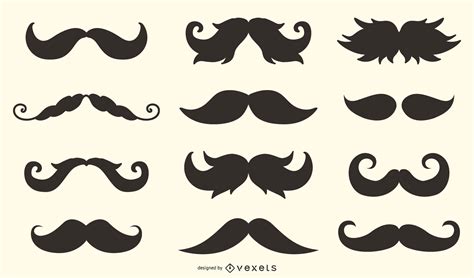 Descarga Vector De Conjunto De Silueta De Bigote Hipster