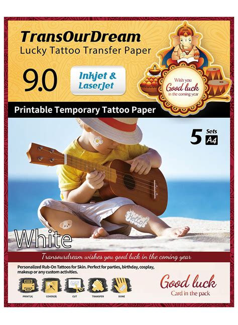Transourdream White Printable Temporary Tattoo Transfer Paper For