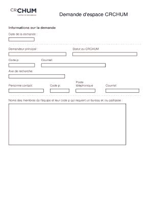 Fillable Online Crchum Chumontreal Qc Formulaire De Demande D Espace