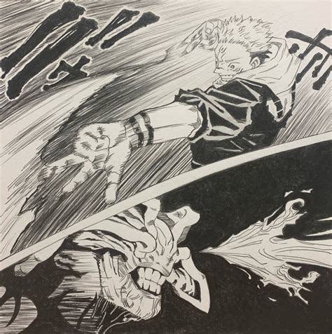 魔虚羅宿儺vs魔虚羅 描いてみた 呪術廻戦 両面宿儺 お絵描き 模写 鉛筆icoの漫画