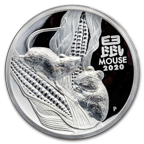 5 Unzen Silbermünze Lunar 3 Maus 2020 PP HR Box Zertifikat