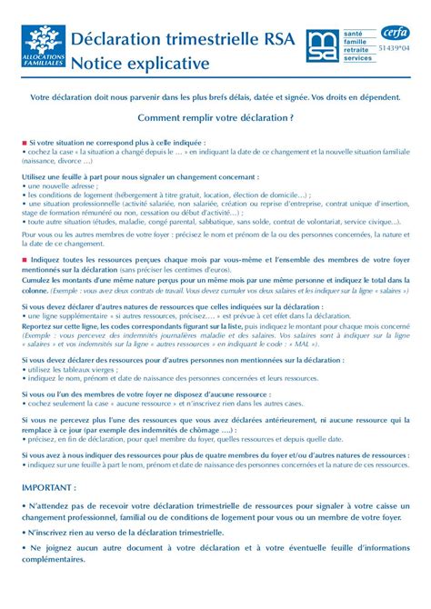 Declaration Ressources Caf Trimestrielle Daniel Fournier