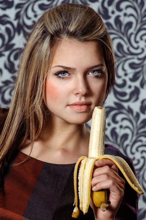 Beautiful Woman Eating Banana Stock Photo Image Of Ripe Peel 40926600