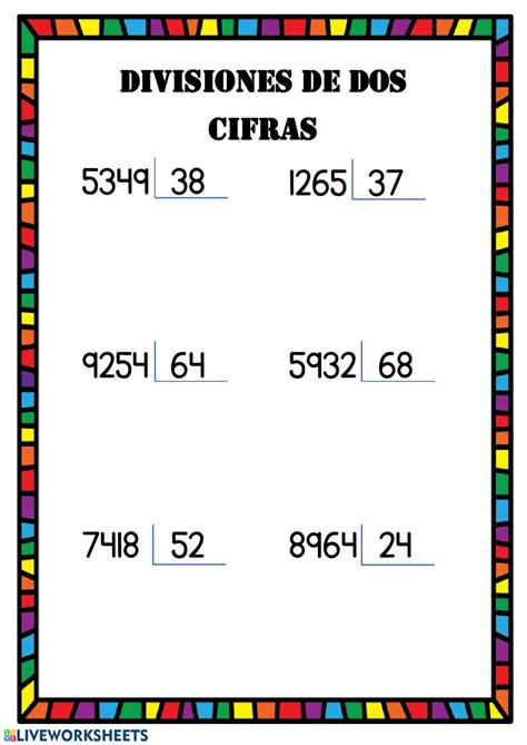 Divisiones De Dos Cifras Worksheet Artofit
