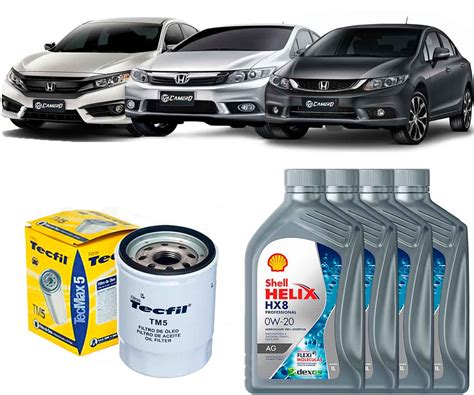 Kit Revisão Troca De Óleo 0w20 e Filtro Honda Civic 1 5 1 8 e 2 0 2012