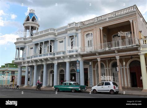 Cienfuegos Cuba 11 August 2023 colonial buildings at José Martí