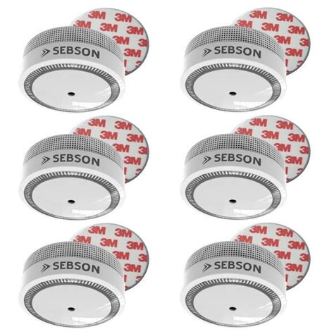 SEBSON 6X Mini Détecteur de Fumée NF Pile intégrée au Lithium Longue