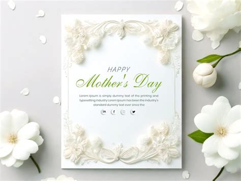 Premium Psd Creative Mothers Day Greeting Card With Floral Ornament